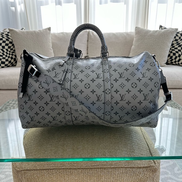 Bags | Louis Vuitton Silver Reflective Keepall Very Rare | Poshmark